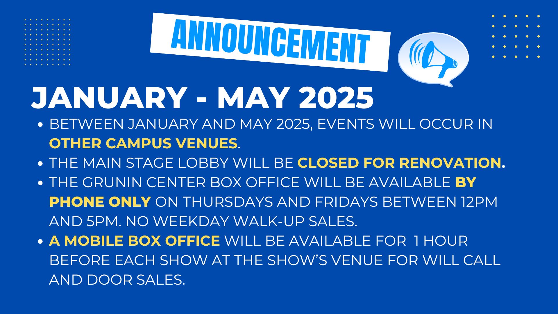 JANUARY - MAY 2025 - Grunin Center for the Arts